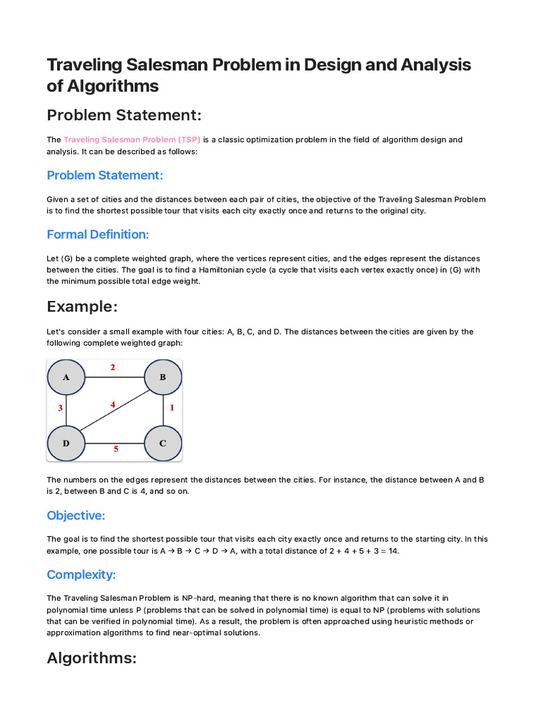 Travelling Salesman Problem | PDF | Combinatorics | Mathematical Analysis