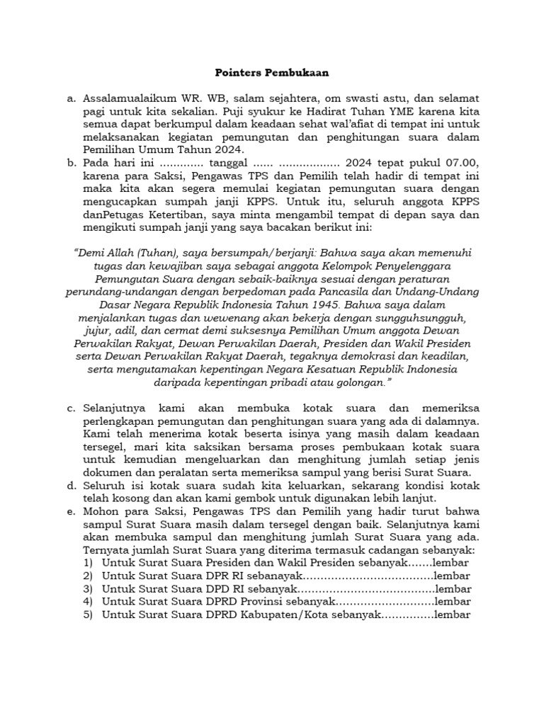 Pointers Pembukaan | PDF