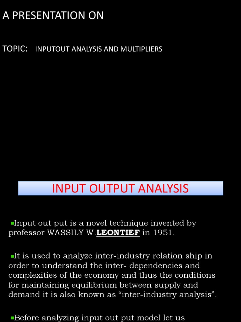 Input Output Analysis Inputoutput Model Fiscal Multiplier