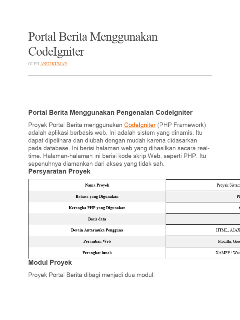 Portal Berita dengan CodeIgniter | PDF
