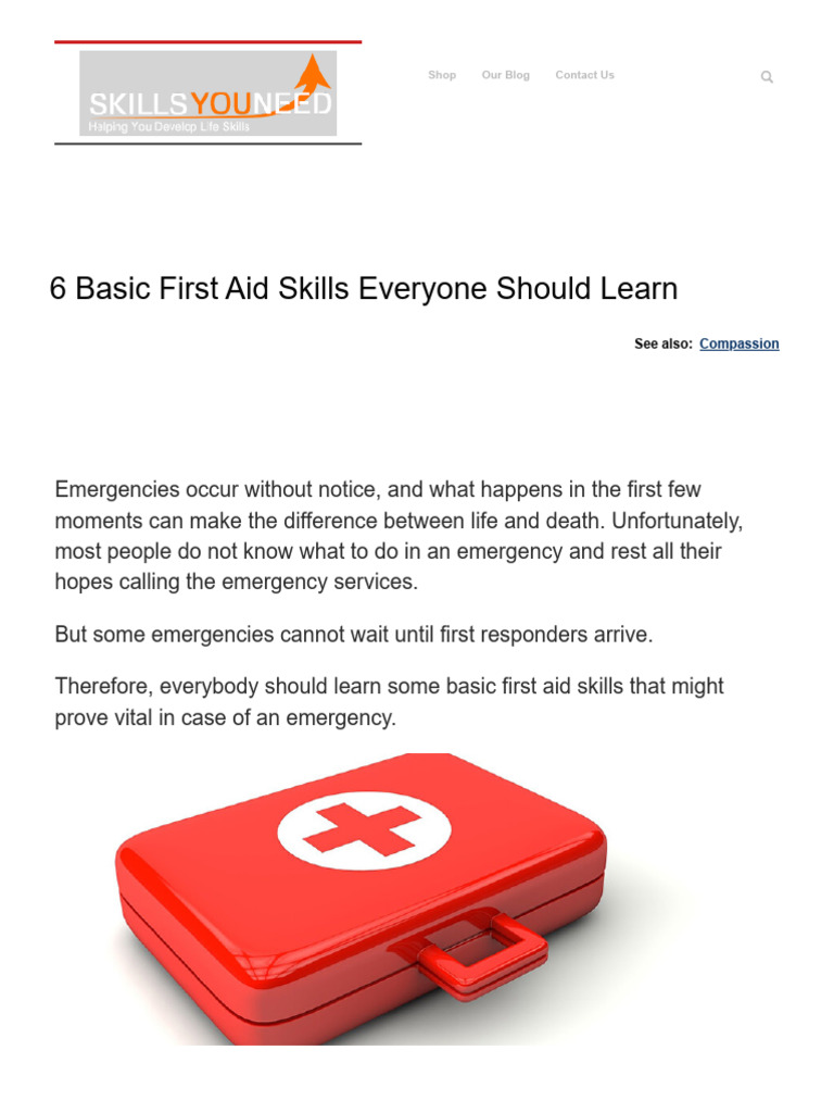 Basic First Aid Skills Everyone Should Learn - SkillsYouNeed | PDF | Cardiopulmonary ...