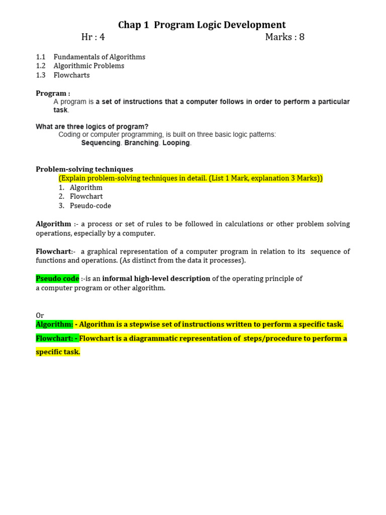 Unit 1 Prog Logic Development | PDF | Algorithms | Computer Program