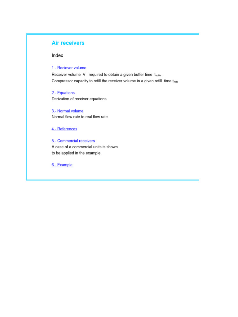 Air Receivers Volume Calculation | PDF | Density | Pressure