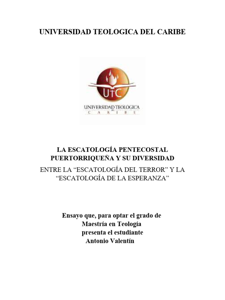 ANTONIO VALENTIN - ESCATOLOGÍA PENTECOSTAL Entre Escatologia de La ...