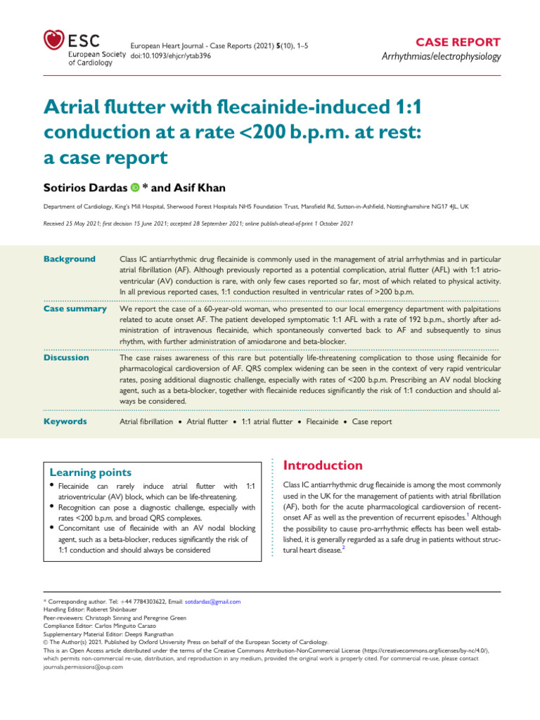 Atrial Flutter With Flecainide-Induced 1 To 1 Conduction | PDF ...