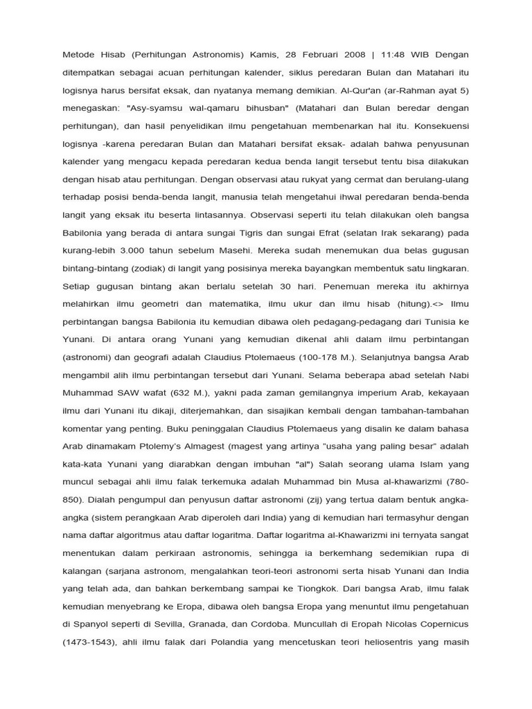Penjelasan Metode Hisab | PDF | Ilmu Sosial | Sejarah