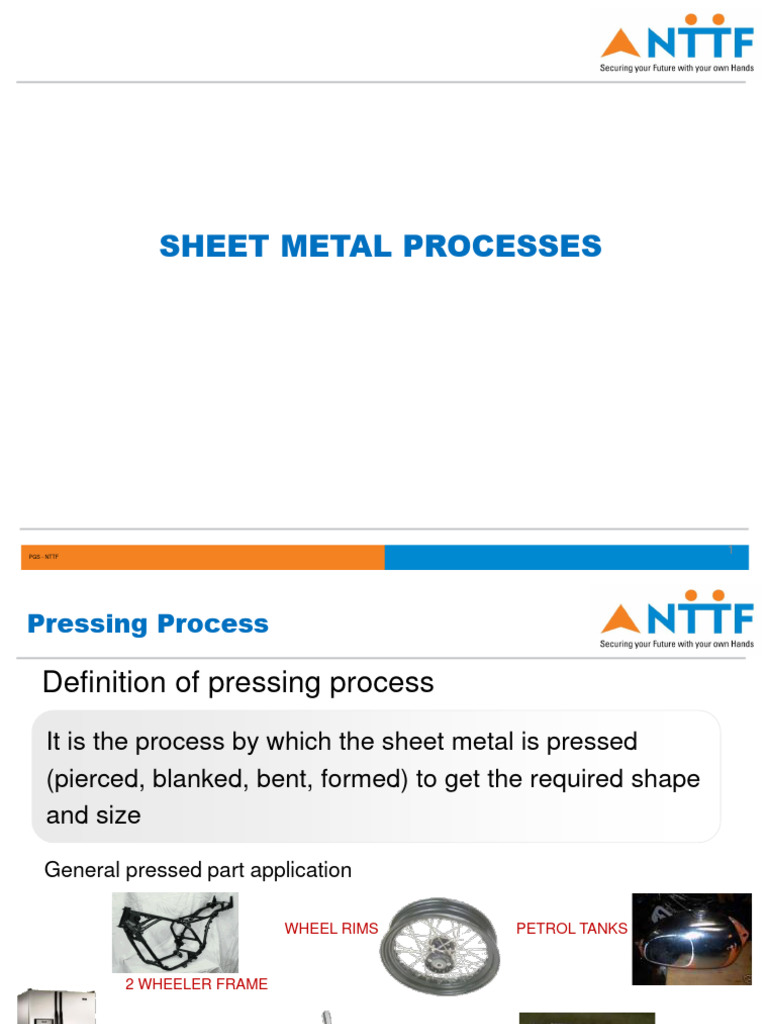 Sheet Metal Processes: Pgs - NTTF | PDF | Sheet Metal | Mechanical Engineering