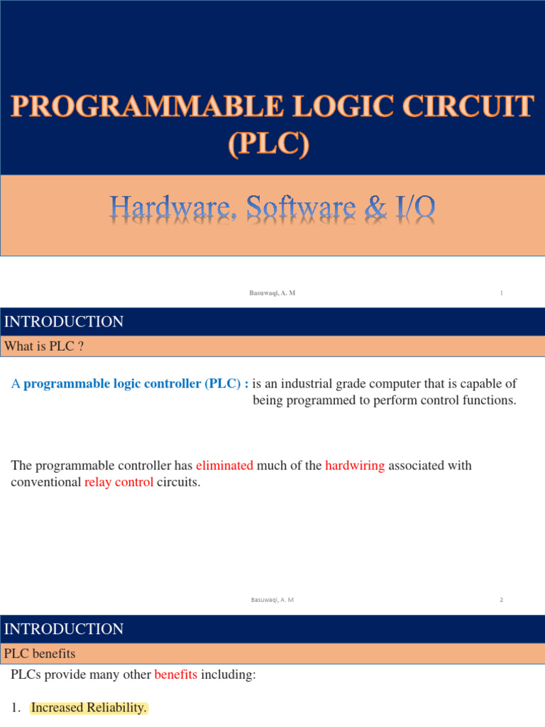 PLC Hardware, Software & I/O Overview | PDF | Programmable Logic ...