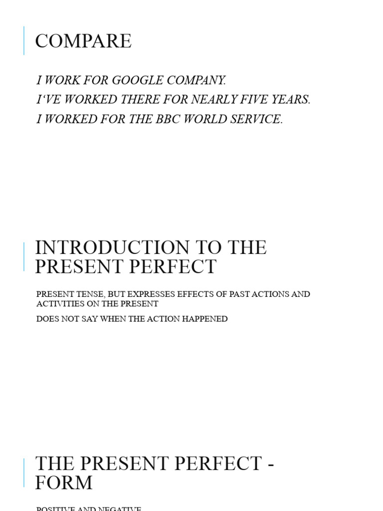 Present Perfect Pdf Language Mechanics Grammar