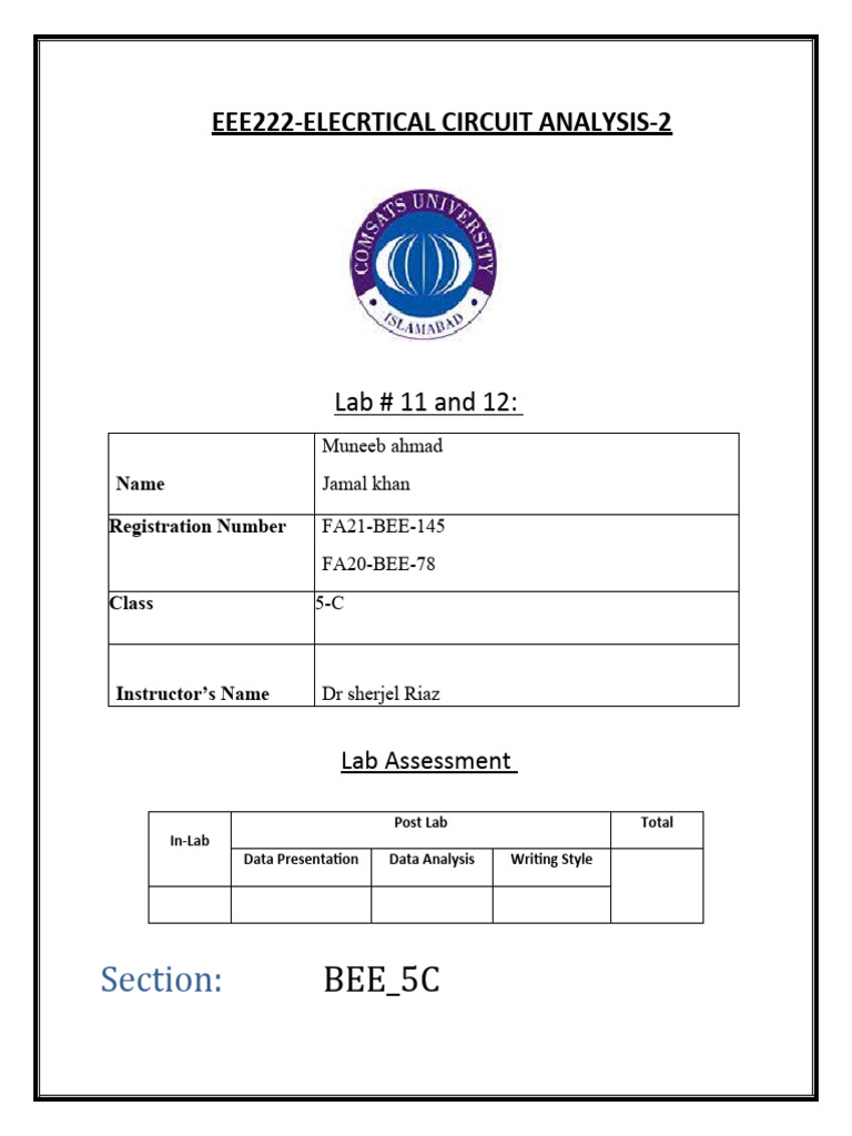 ECA 2, Lab 11,12 (Terminal), Osama Sattar, FA19-BEE-172 | PDF | Low Pass Filter | Electronic Filter