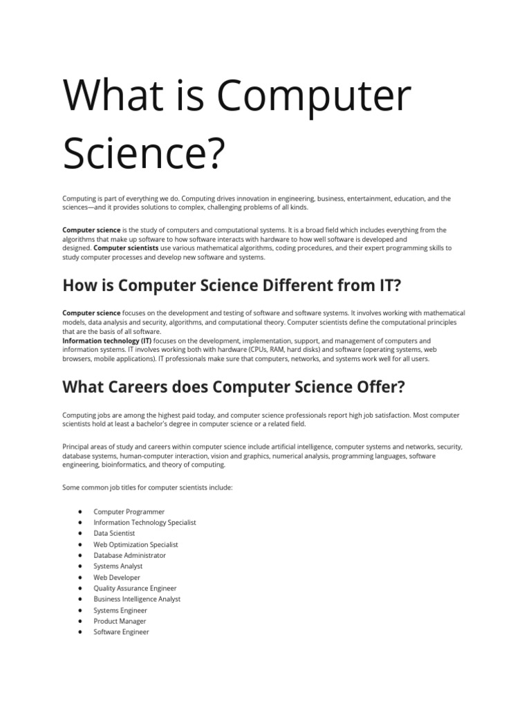 Career of Computer Science | Download Free PDF | Computer Science ...