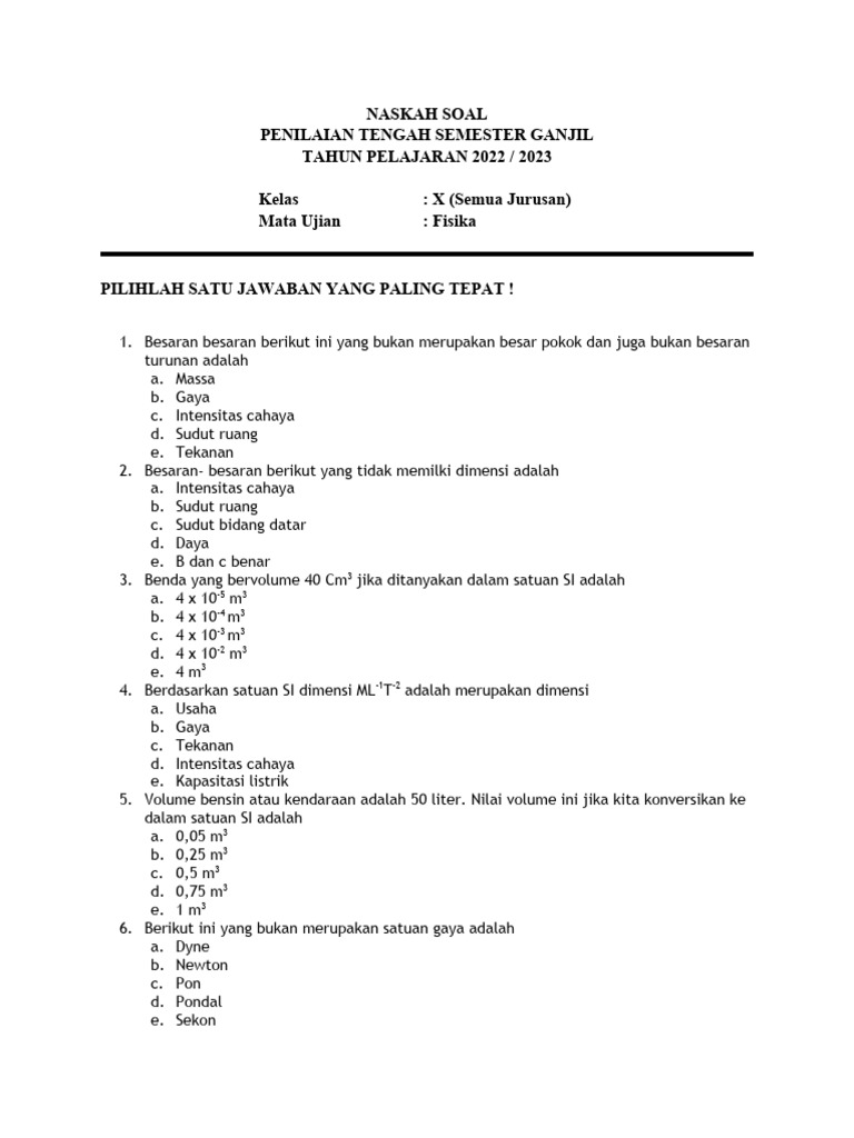 NASKAH SOAL Fisika 22 | PDF | Sains & Matematika | Teknologi & Rekayasa