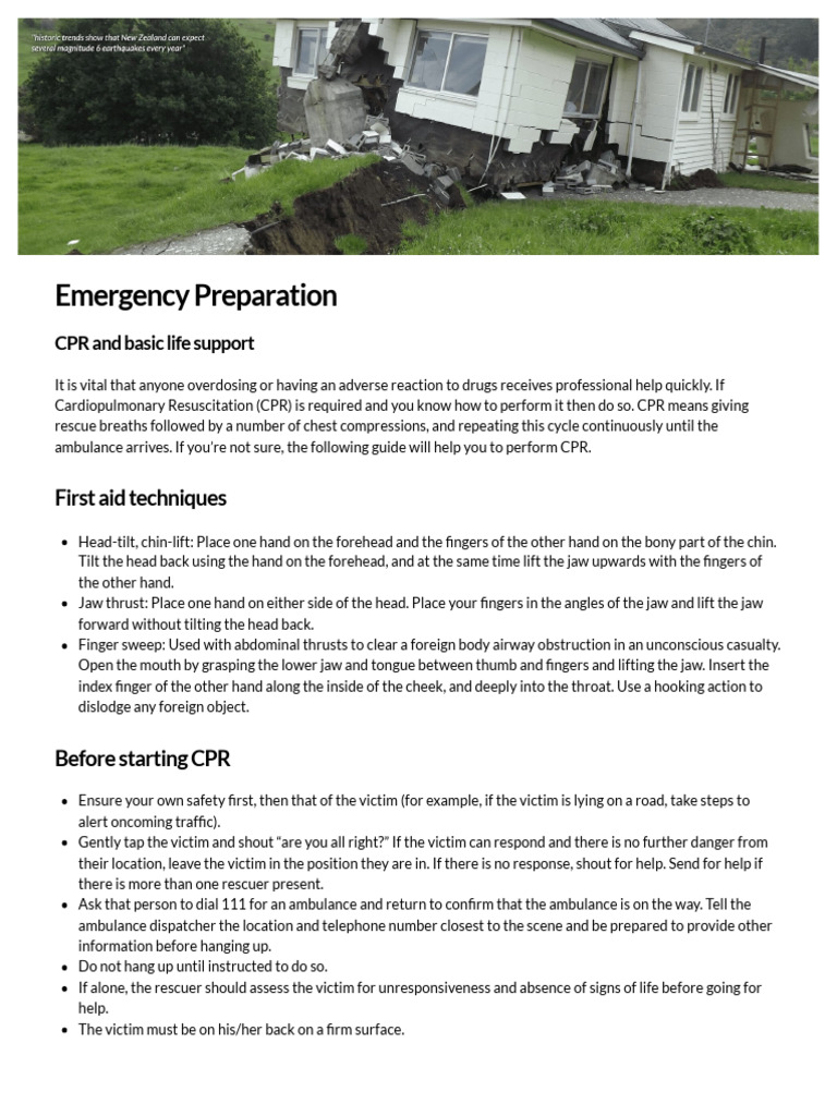 Emergency Preparation - Natural Disasters, First Aid, and CPR - Police ...