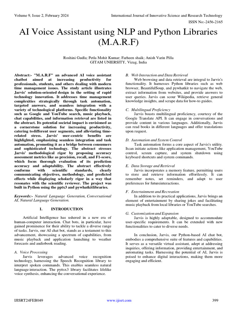 AI Voice Assistant Using NLP and Python Libraries (M.A.R.F) | PDF ... AI Voice Assistant Using NLP and Python Libraries (M.A.R.F) | PDF ...