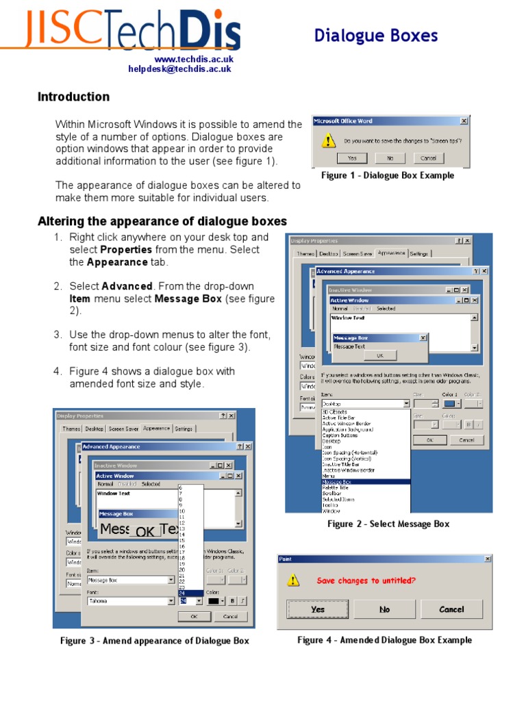Customize Windows Dialogue Box Styles | PDF