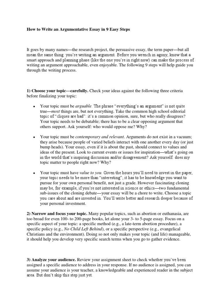 How To Write An Argumentative Essay in 9 Easy Steps | Download Free PDF ...