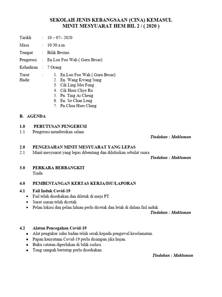 Minit Mesyuarat HEM 2 2019 | PDF