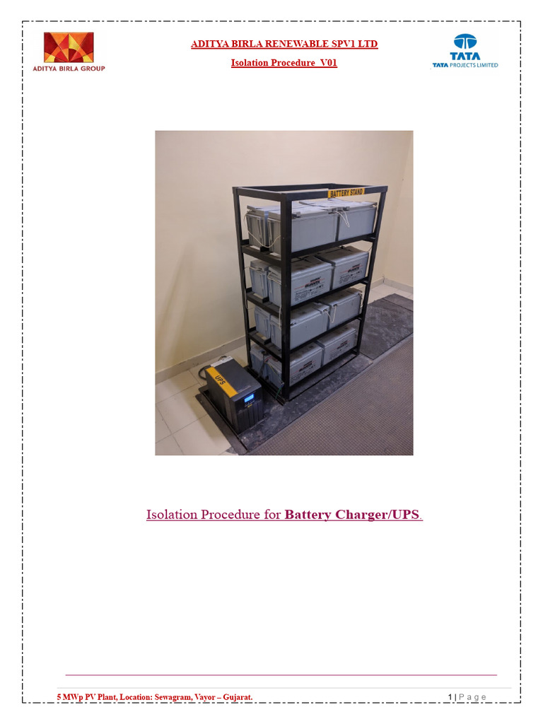 UPS Battery Isolation Procedure | PDF | Personal Protective Equipment ...