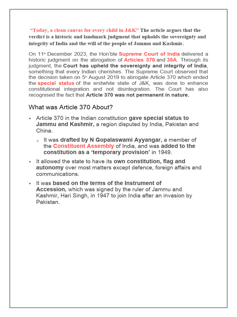Art 370 | PDF | Government | Justice