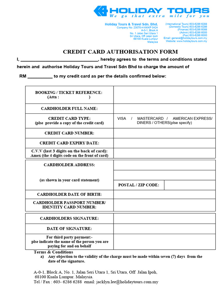 Credit Card Authorization Form Template | PDF | Credit Card | American ...