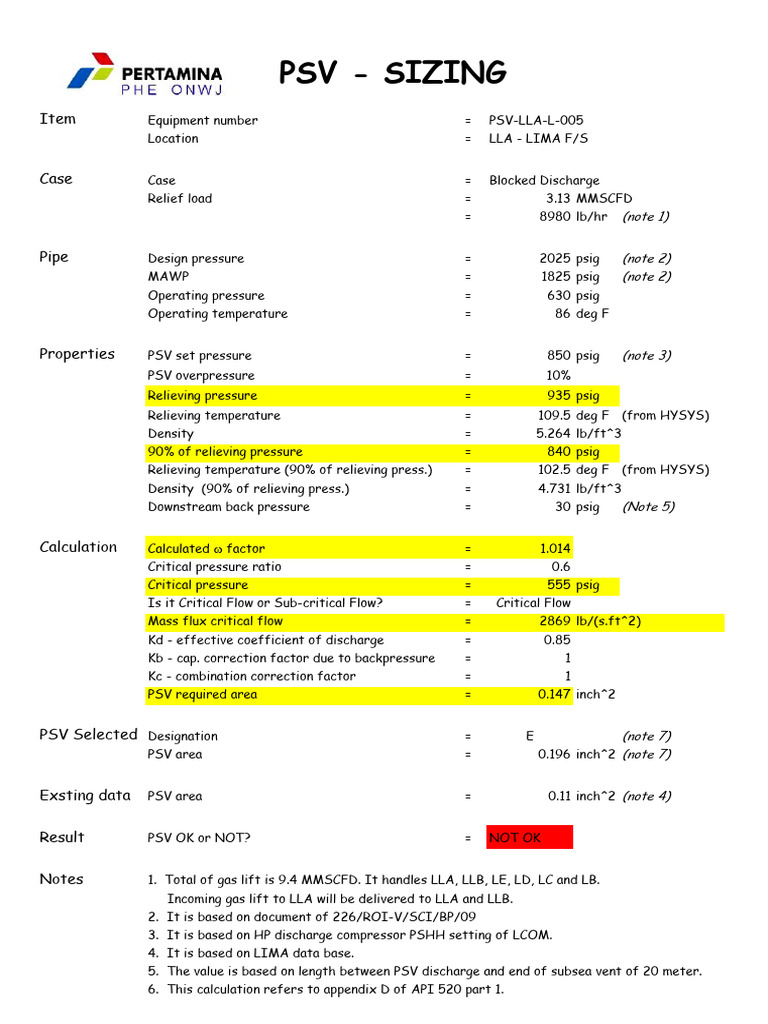 Blocked Discharge PSV Sizing Calculation | PDF | Transparent Materials ...