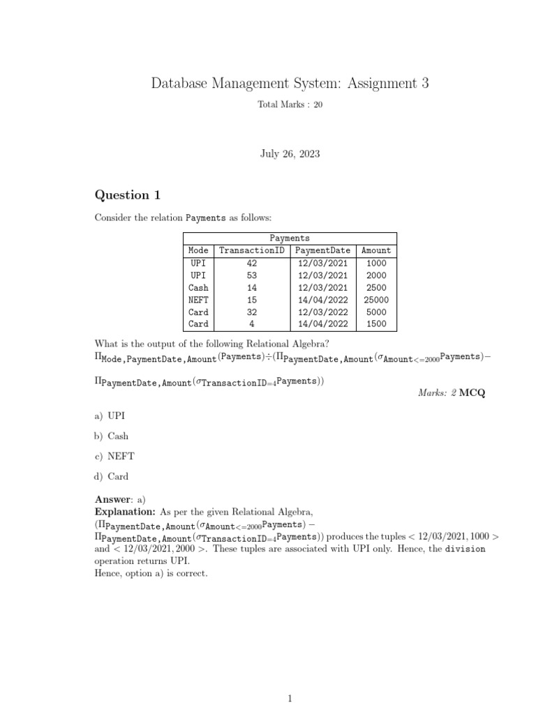 Week 3 Solution | PDF | Relational Database | Software Design
