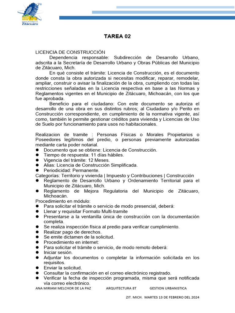 Tarea 02 | PDF | Planificación urbana