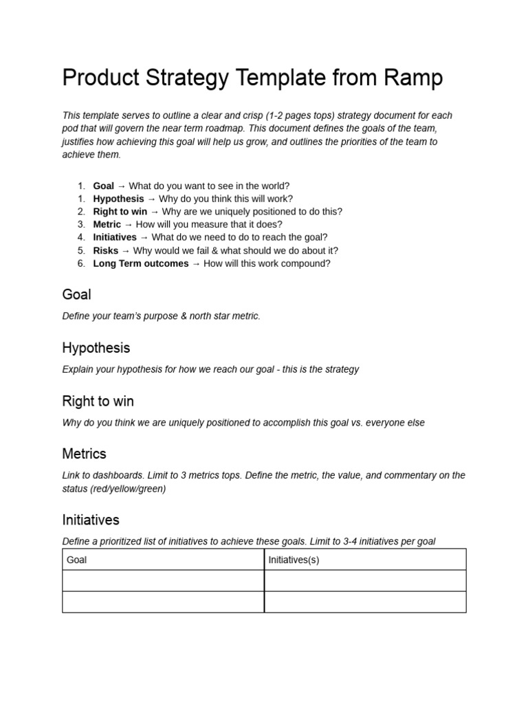 Product Strategy Template From Ramp | PDF