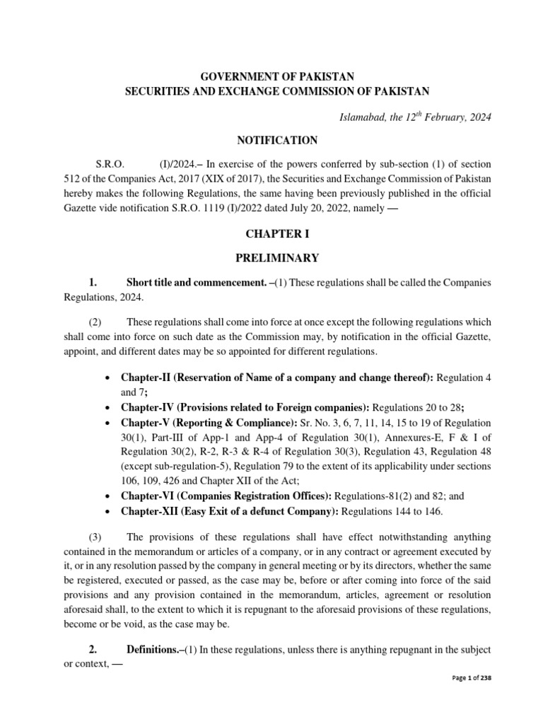 Companies Regulations 2024 Overview | PDF | Articles Of Association ...