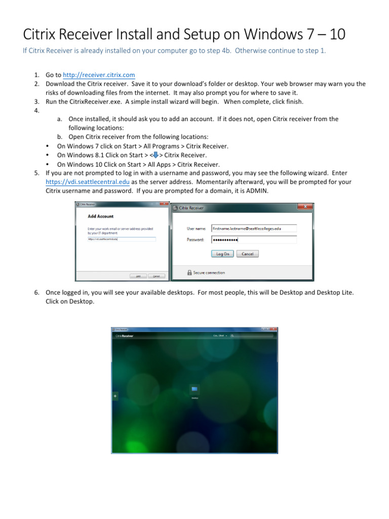 citrix-receiver-install-and-use-on-windows-7-10 | PDF | Microsoft Windows | Citrix Systems