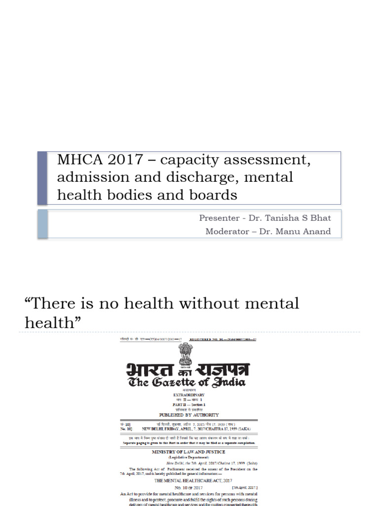 Mhca 2017 | PDF | Mental Disorder | Mental Health