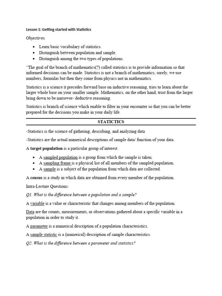 Lecture | PDF | Level Of Measurement | Sampling (Statistics)