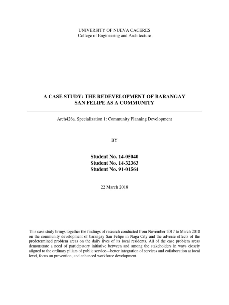 Case Study - Redevelopment of Brgy. San Felipe Rev. 2 | PDF | Emergency ...
