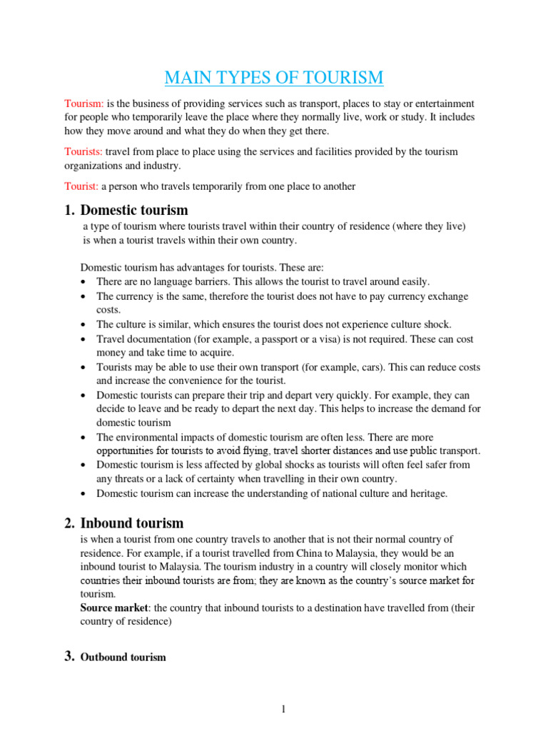 Travel and Tourism Notes New Unit1 MR P | PDF | Tourism | Resort