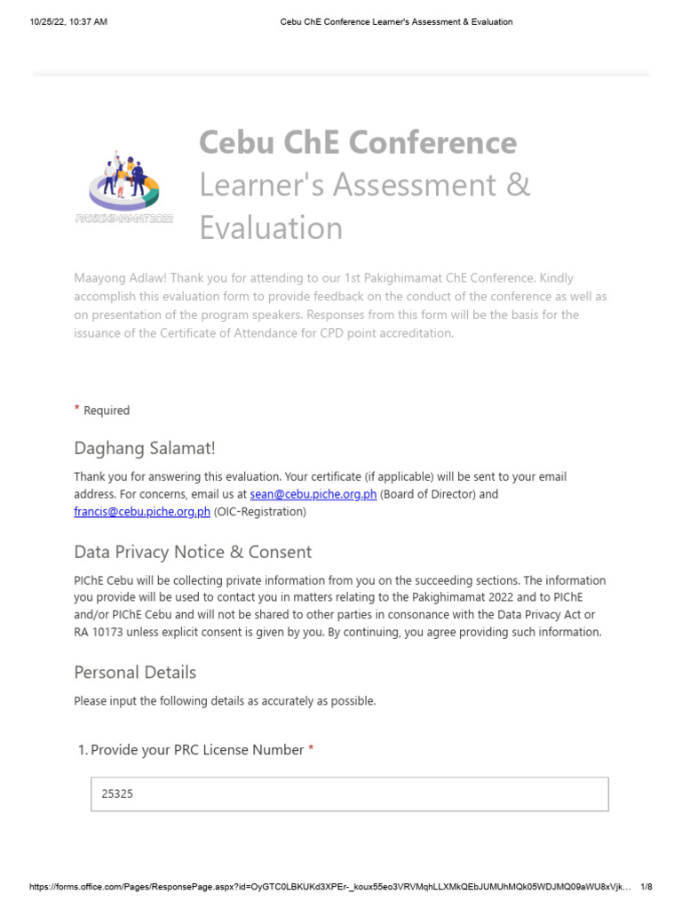 Cebu Che Conference Learner S Assessment Evaluation Pdf