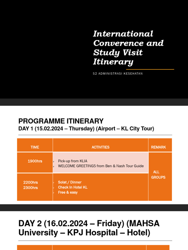 International Converence and Study Visit Itinerary | PDF | Travel