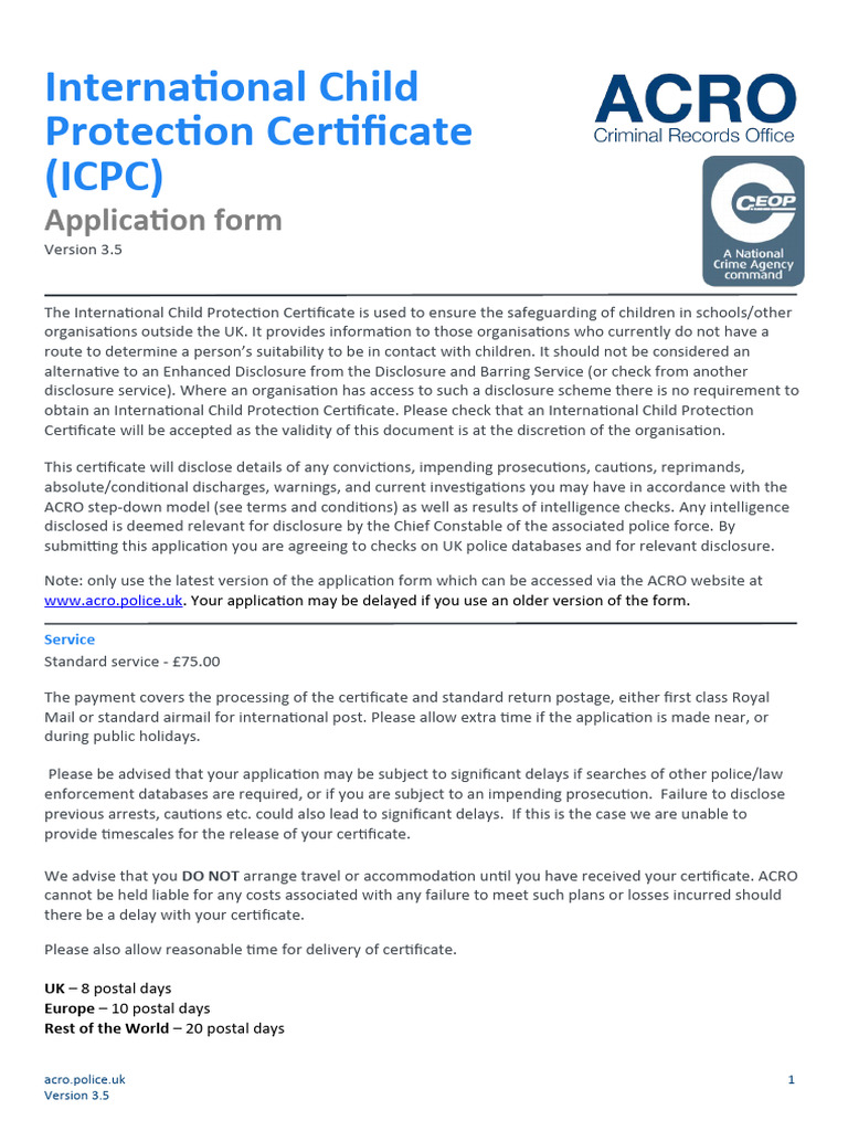 ICPC Application Form v3.5 | PDF | Mail | Payments