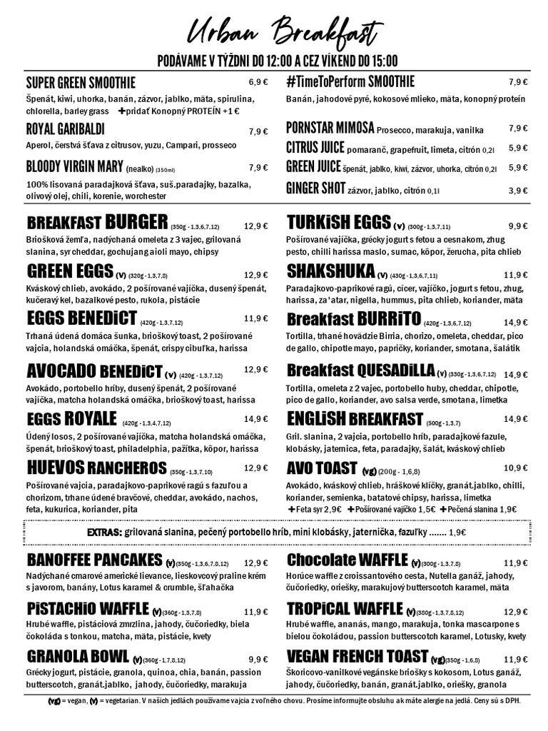 Uh Menu Bfast SK | PDF