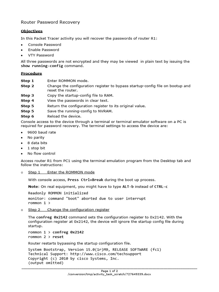 Password Recovery Procedures Instructions | PDF | Booting | Command Line Interface