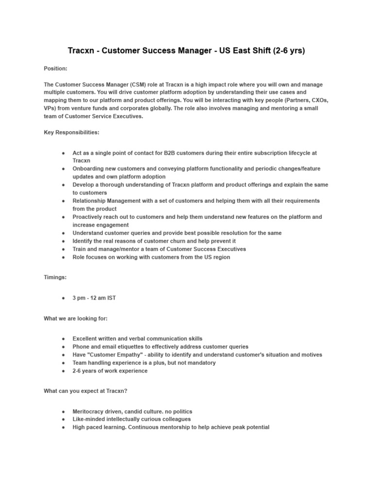 Cs Manager Us East Pdf Mentorship Business