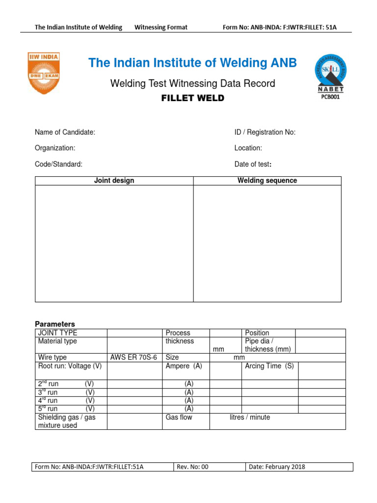 The Indian Institute of Welding ANB: Welding Test Witnessing Data ...
