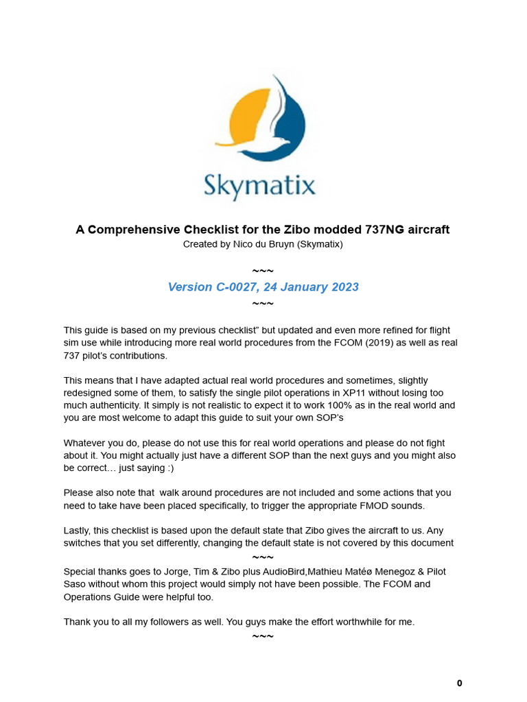 Zibo 737NG Checklist Guide | PDF | Takeoff | Flap (Aeronautics)