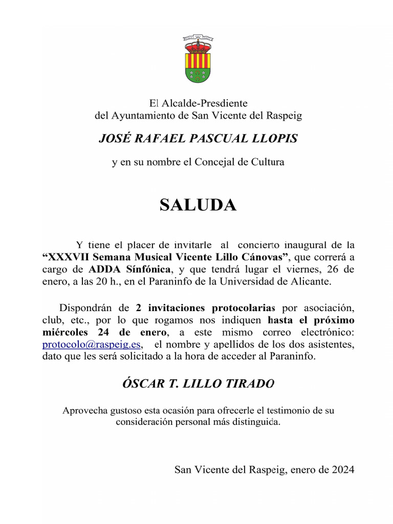 Saluda Xxvii Semana Musical - Asociaciones | PDF