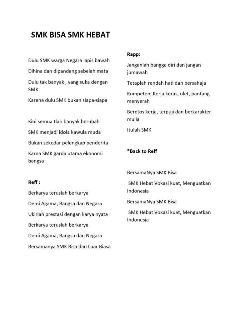Mars SMK Bisa dan SMK Hebat | PDF