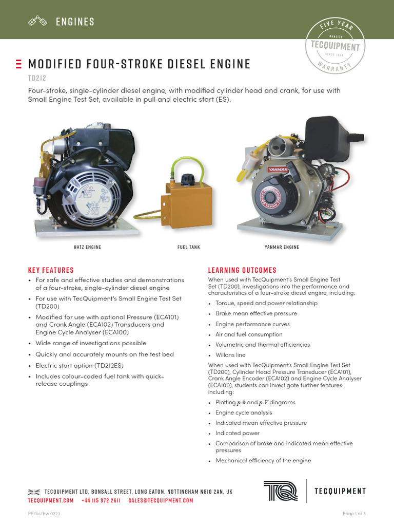 TD212 Mod Diesel Engine Datasheet | PDF | Diesel Engine | Engines