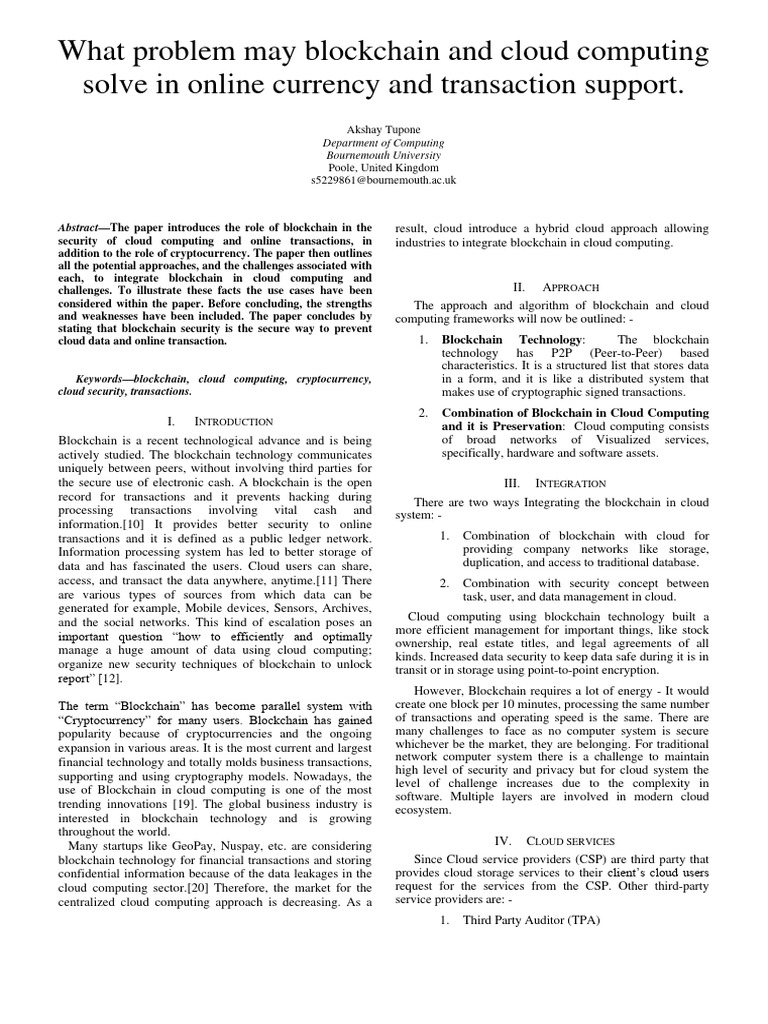What Problem May Blockchain and Cloud Co | PDF | Cloud Computing | Bitcoin