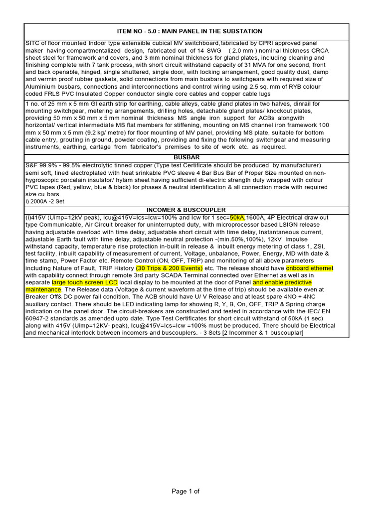 Detail - Specification-Acb - MCCB On Next Generation | PDF | Components | Equipment