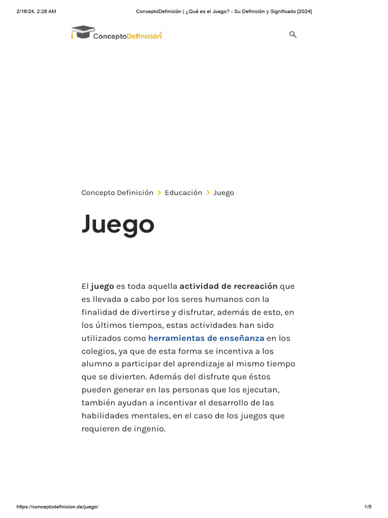 ConceptoDefinición - ¿Qué Es El Juego - Su Definición y Significado ... ConceptoDefinición - ¿Qué Es El Juego - Su Definición y Significado ...