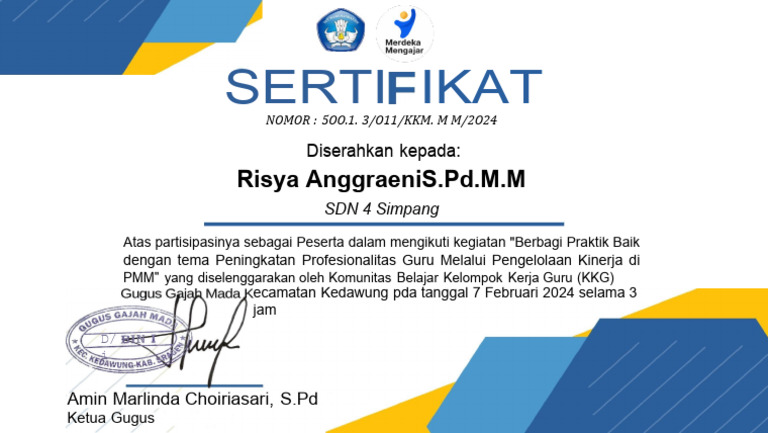 SERTIFIKAT OBSERVASI - Risya AnggraeniS - PD.M.M | PDF