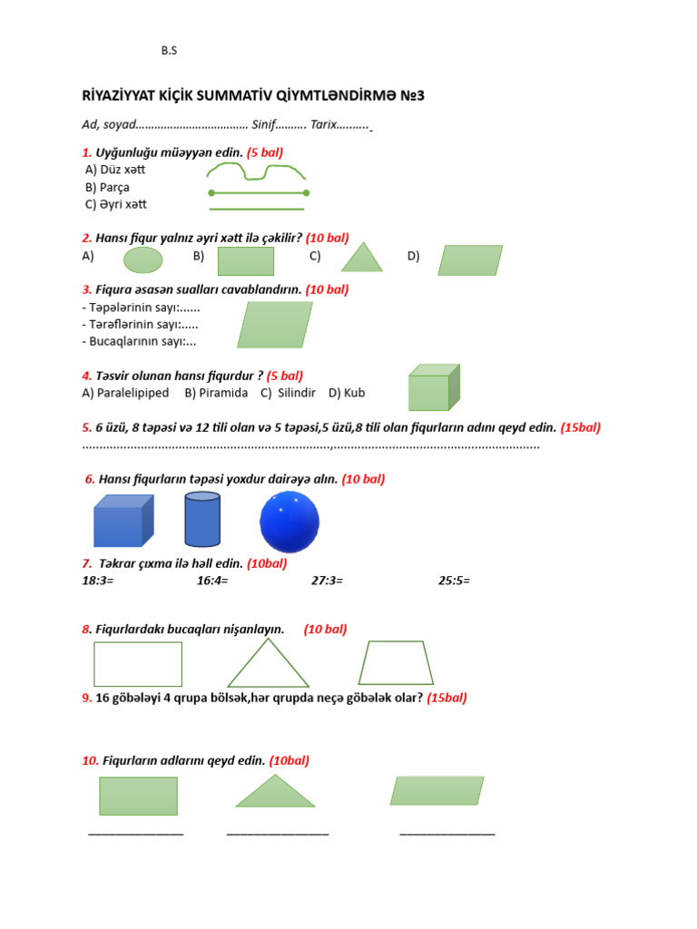 Riyaziyyat KSQ3 2 | PDF